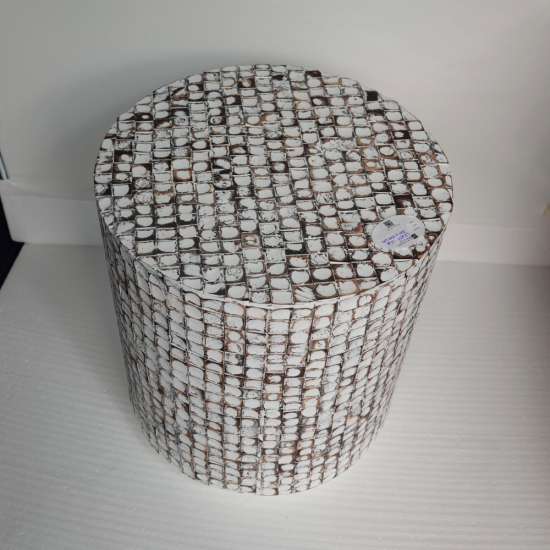 White Coconut Shell Inlay Stool Handcrafted from Vietnam - LAVIHEX CO ...
