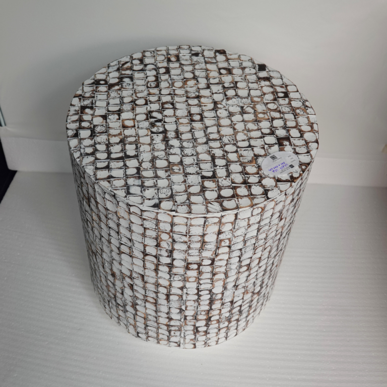 White Coconut Shell Inlay Stool Handcrafted from Vietnam - LAVIHEX CO ...